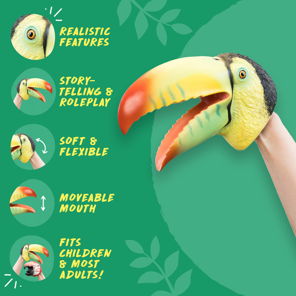Wild Thingz Hand Puppet - Green Toucan - Toytastic