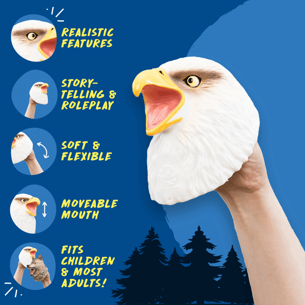 Wild Thingz Hand Puppet - White Eagle | Realistic Puppet | Toytastic