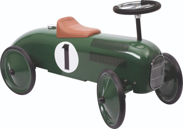 Goki Classic Ride-on Racer (Green) | Vintage Metal Toddler Car