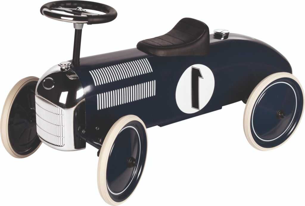 Goki Classic Ride-on Racer (Navy) | Vintage Metal Toddler Car