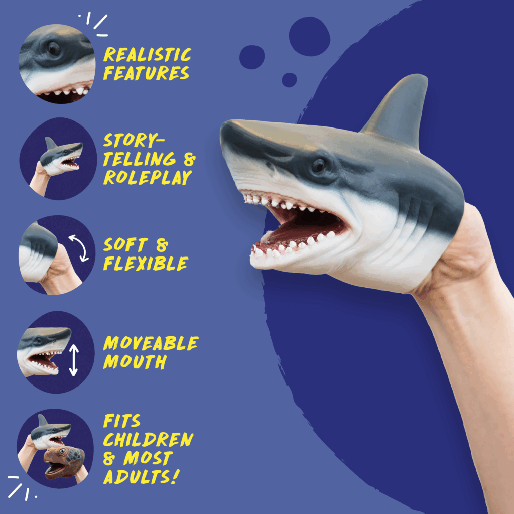 Wild Thingz Hand Puppet - Shark | Realistic Puppet | Toytastic