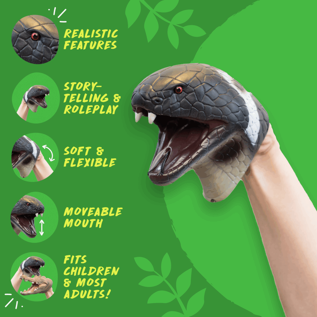 Wild Thingz Hand Puppet - Cobra | Realistic Puppet | Toytastic