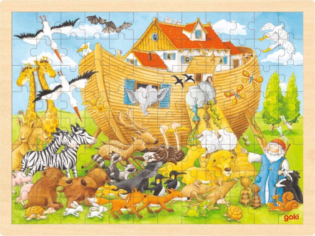 Goki Puzzle - Noah's Ark | 96-Piece Wooden Jigsaw Puzzle
