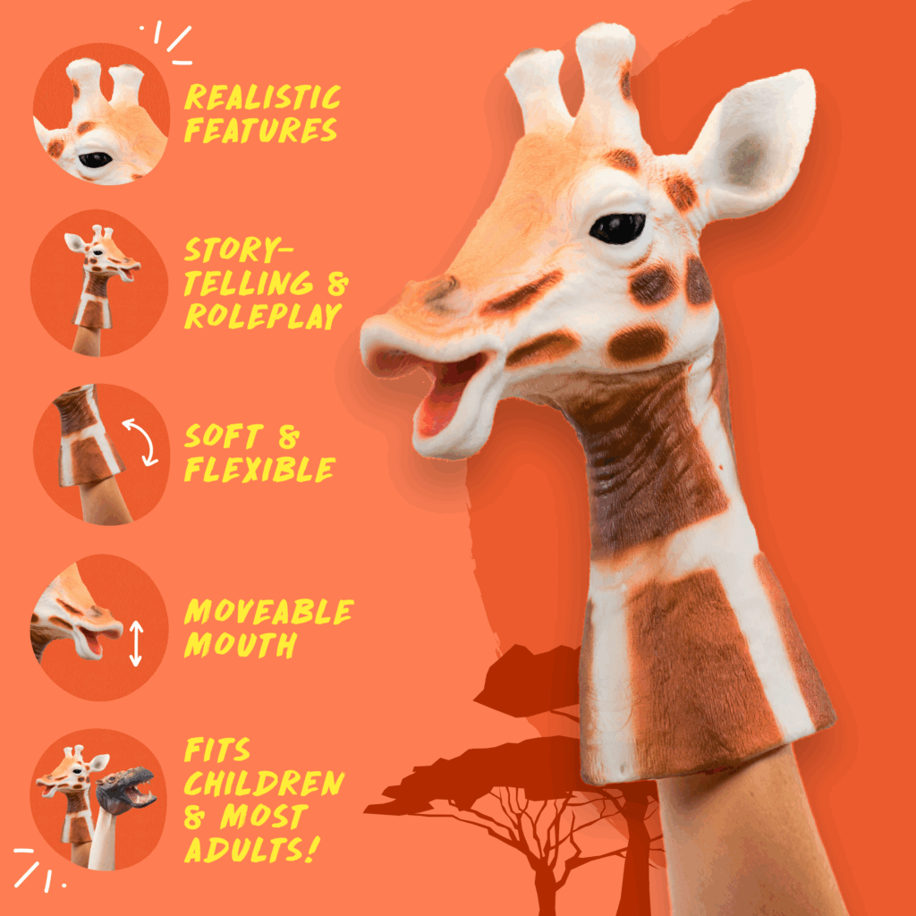 Wild Thingz Hand Puppet - Giraffe | Realistic Puppet | Toytastic