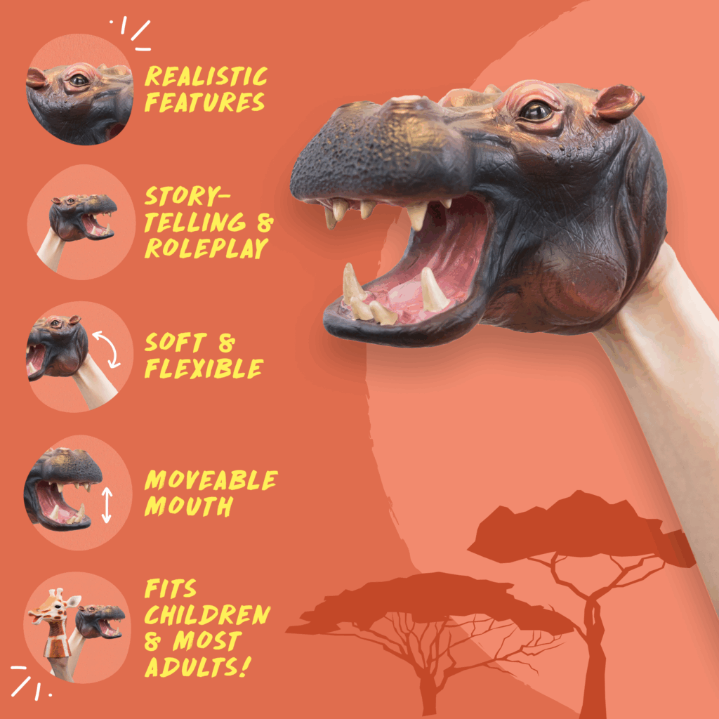 Wild Thingz Hand Puppet - Hippo | Realistic Puppet | Toytastic