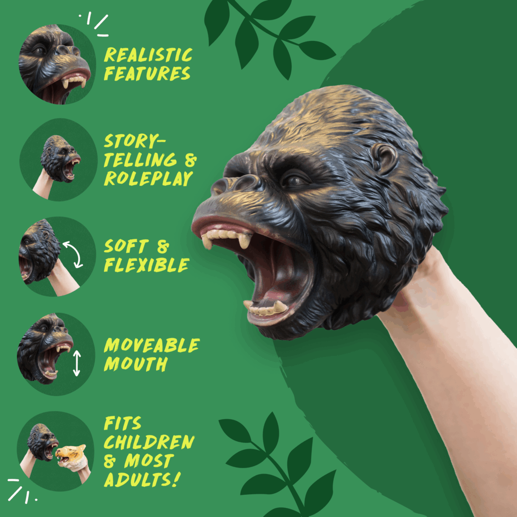 Wild Thingz Hand Puppet - Gorilla | Realistic Puppet | Toytastic
