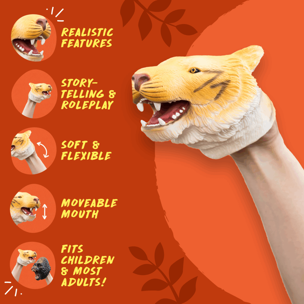Wild Thingz Hand Puppet - Tiger | Realistic Puppet | Toytastic