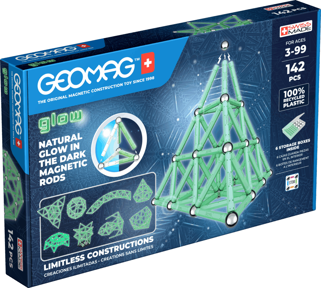 Geomag Glow 142 Pieces Set | Glow in the Dark Kit | Toytastic