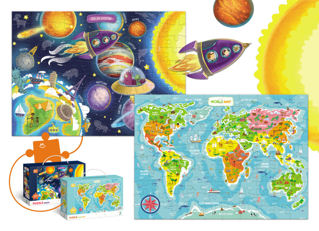 Dodo World Map & Space Jigsaw Puzzles Set | Toytastic